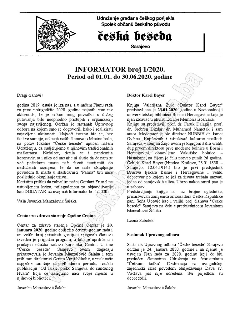 Informator 1 2020 Ba | PDF
