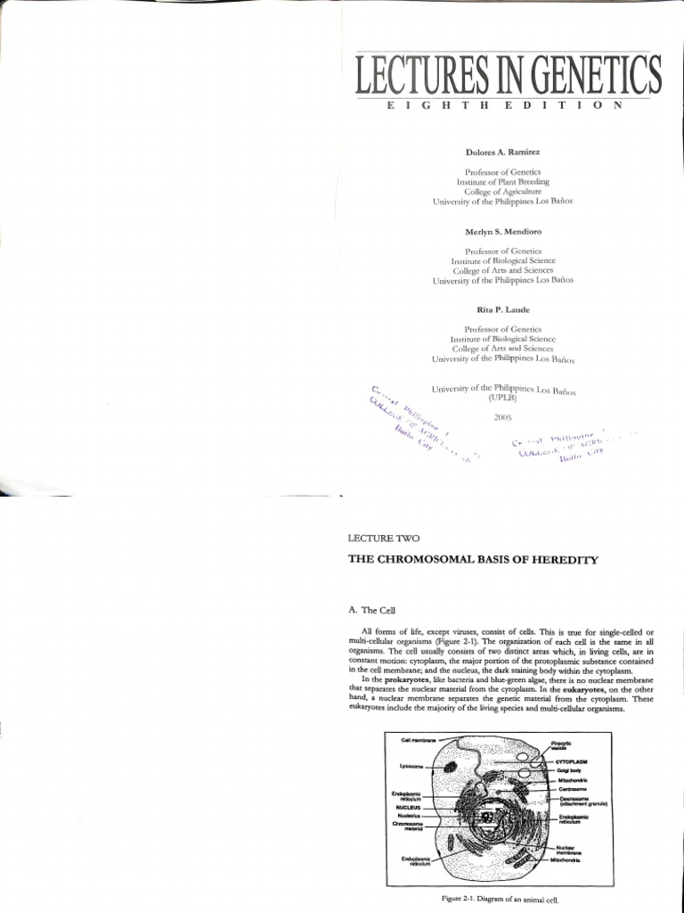 Lectures in Genetics by Ramirez Dolores A. Lecture 2 1 | PDF