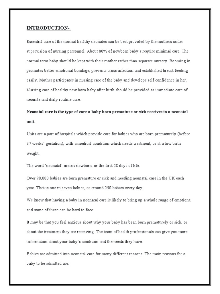 Introduction of New Born | Download Free PDF | Preterm Birth | Childbirth