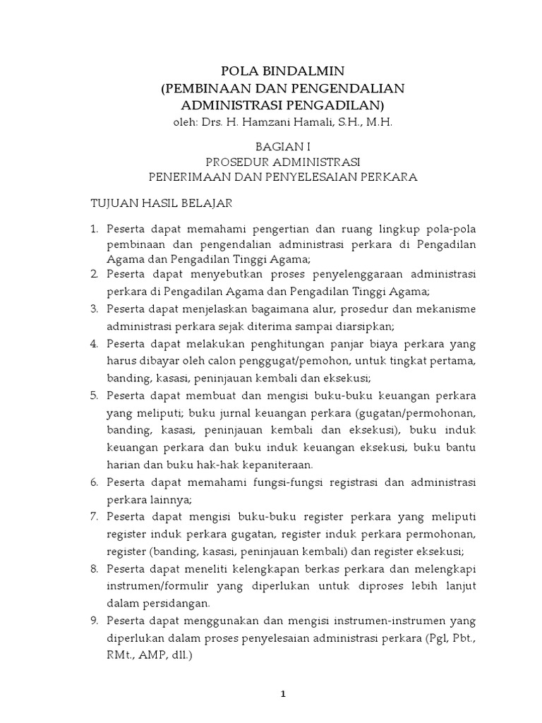 Pola Bindalmin (Pembinaan Dan Pengendalian Administrasi Pengadilan) | PDF