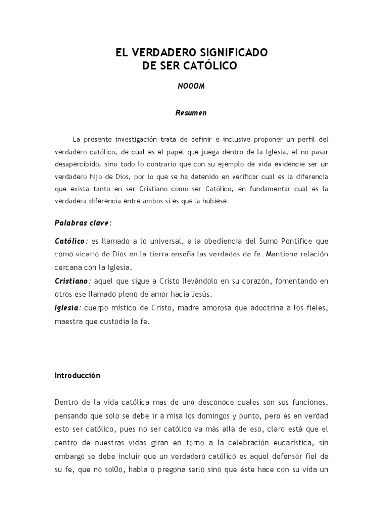 El Verdadero Significado de Ser Católico | PDF | Iglesia Católica ...