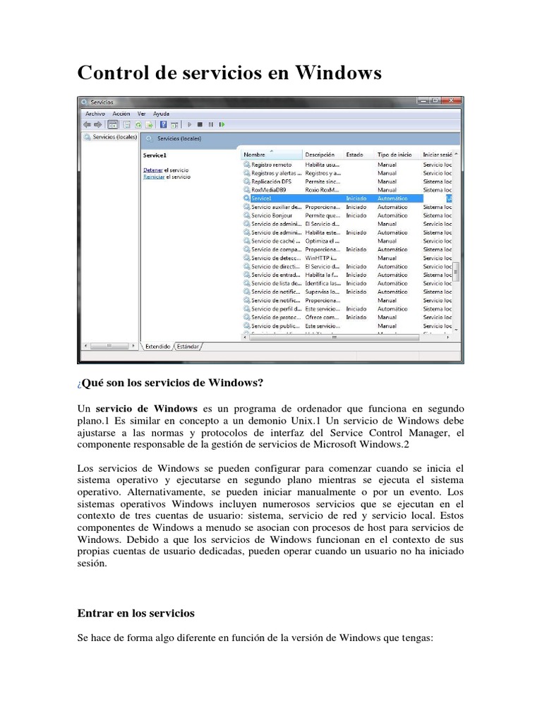 Control de Servicios en Windows | PDF | Microsoft Windows | Software de ...