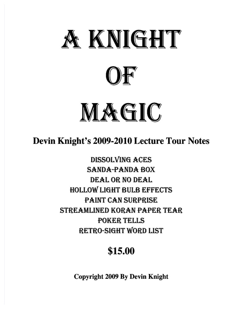 Devin Knight Lecture Notes | PDF | Playing Cards | Gaming Devices
