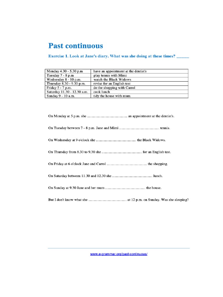 Past Continuous Tense | PDF