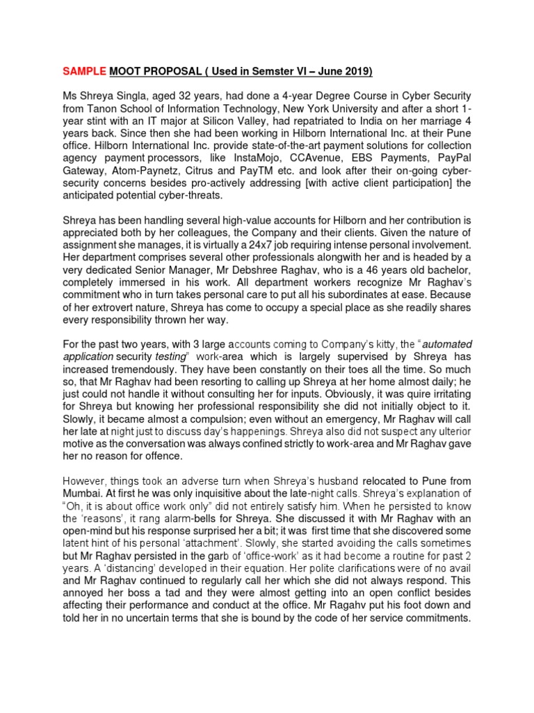 Sample Moot Proposal | PDF | Divorce