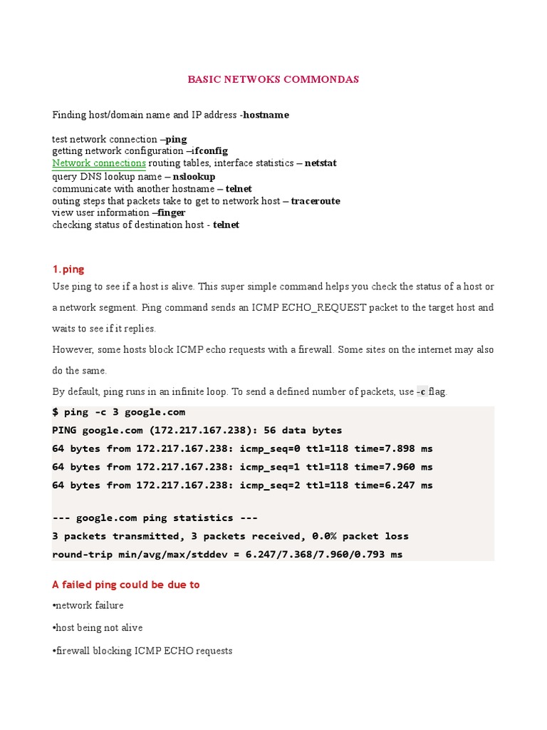Networking Commands Guide | PDF | Peer To Peer | Computer Network
