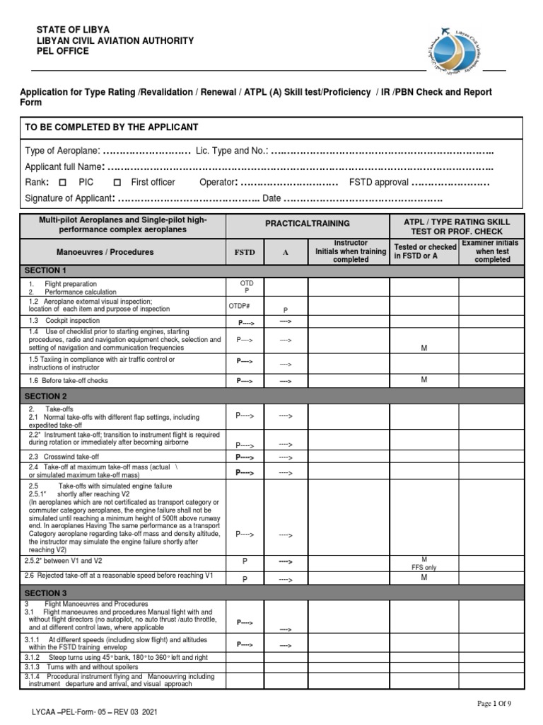 PEL Application for Type Rating & Tests | PDF | Takeoff | Instrument ...