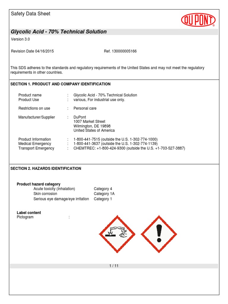 Glycolic Acid Sds Pdf Toxicity Personal Protective Equipment