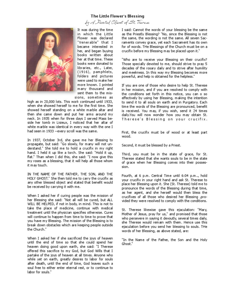 The Little Flower's Blessing (Printable) | PDF | Blessing | Heaven