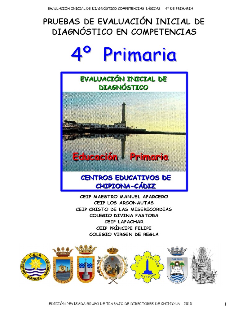 4 P Evaluacion Inicial 4º Completas 2013 | PDF | Evaluación | Educación ...