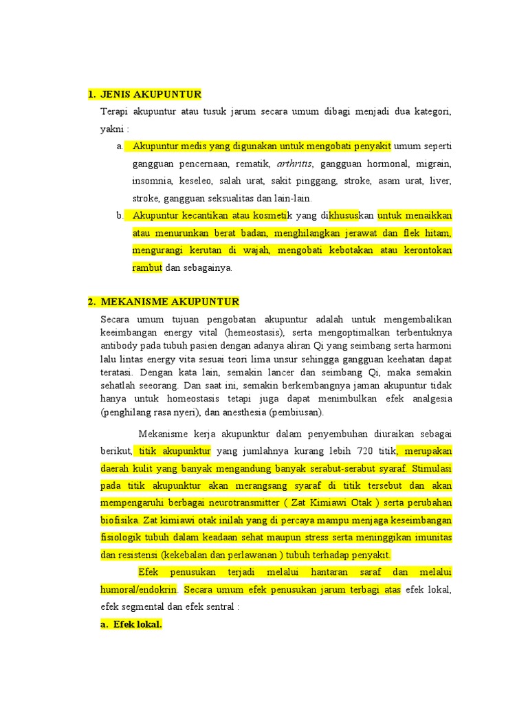 Jenis dan Manfaat Akupunktur Terapi | PDF