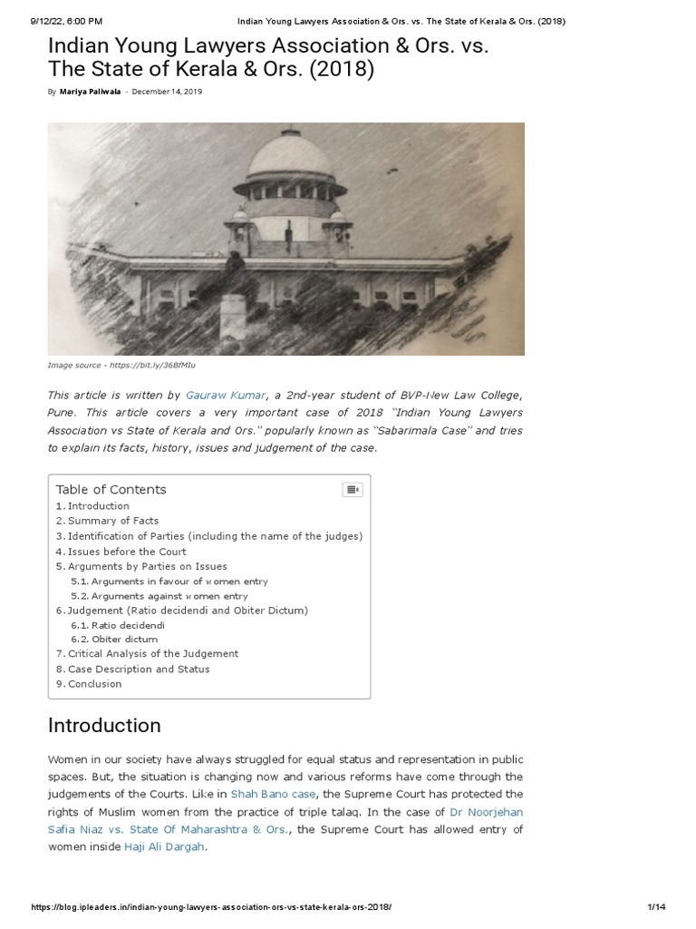 Indian Young Lawyers Association & Ors. vs. The State of Kerala & Ors. (2018) | PDF | Supreme ...