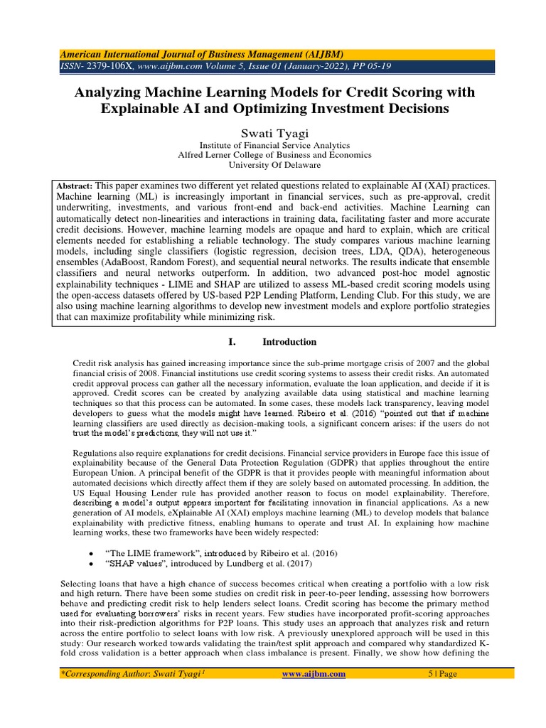 Analyzing Machine Learning Models For Credit Scoring With Explainable AI and Optimizing ...