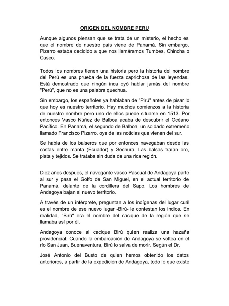 Origen Del Nombre Peru | PDF