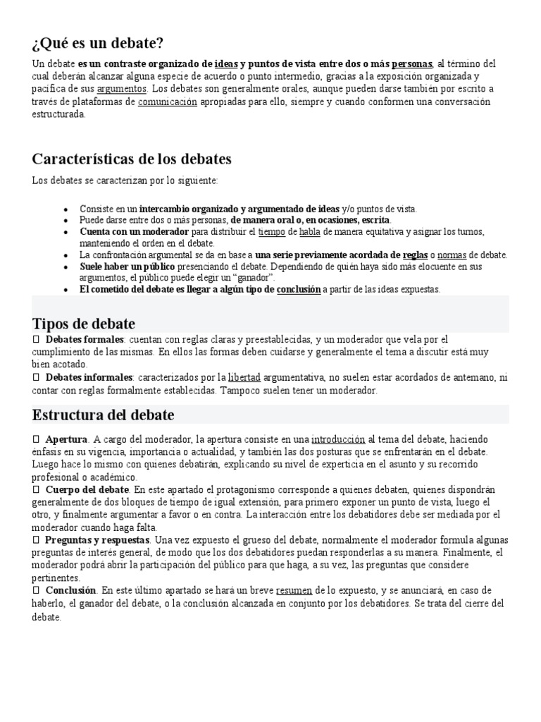 Concepto y Estructura del Debate | PDF | Crecimiento personal y ...