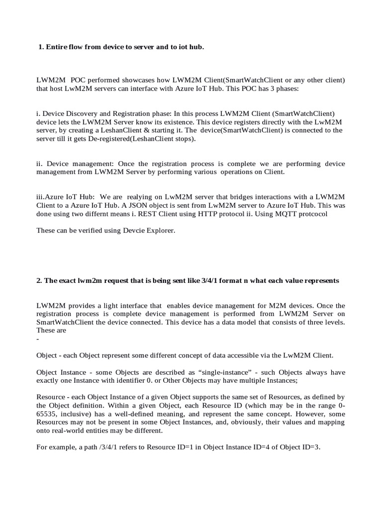 The Exact lwm2m Request That Is Being Sent Like 3/4/1 Format N What Each Value Represents ...