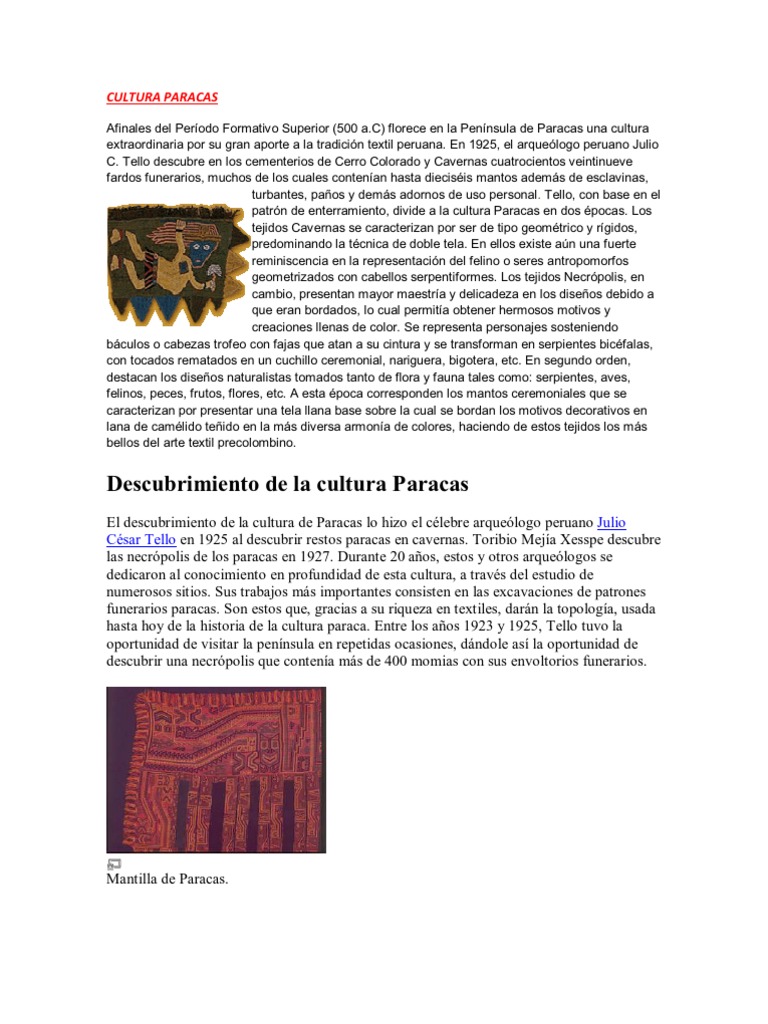 Cultura Paracas | PDF | Cultura (general) | Arqueología