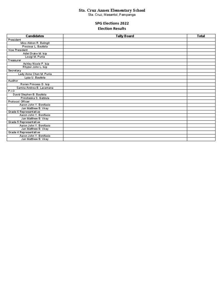 SPG Election Spreadsheet | PDF