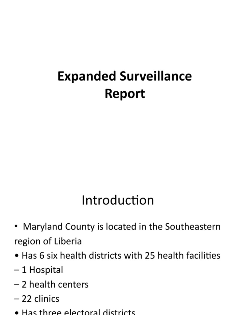 Expanded Surveillance Report: Analysis of Disease Reporting and Data ...