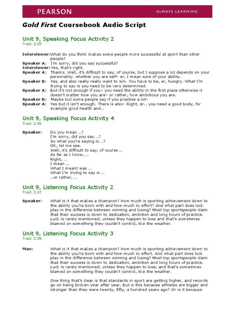 U9 Audio Script | PDF