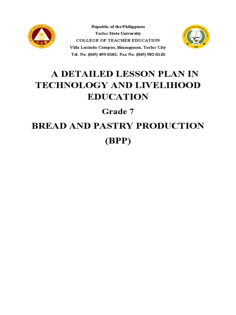 Detailed Lesson Plan in Bread and Pastry Production 1 | PDF | Baking ...