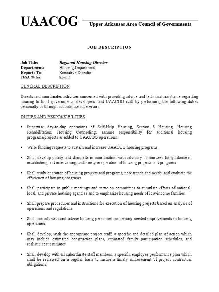 Regional Housing Director Overview | PDF | Experience | Mathematics