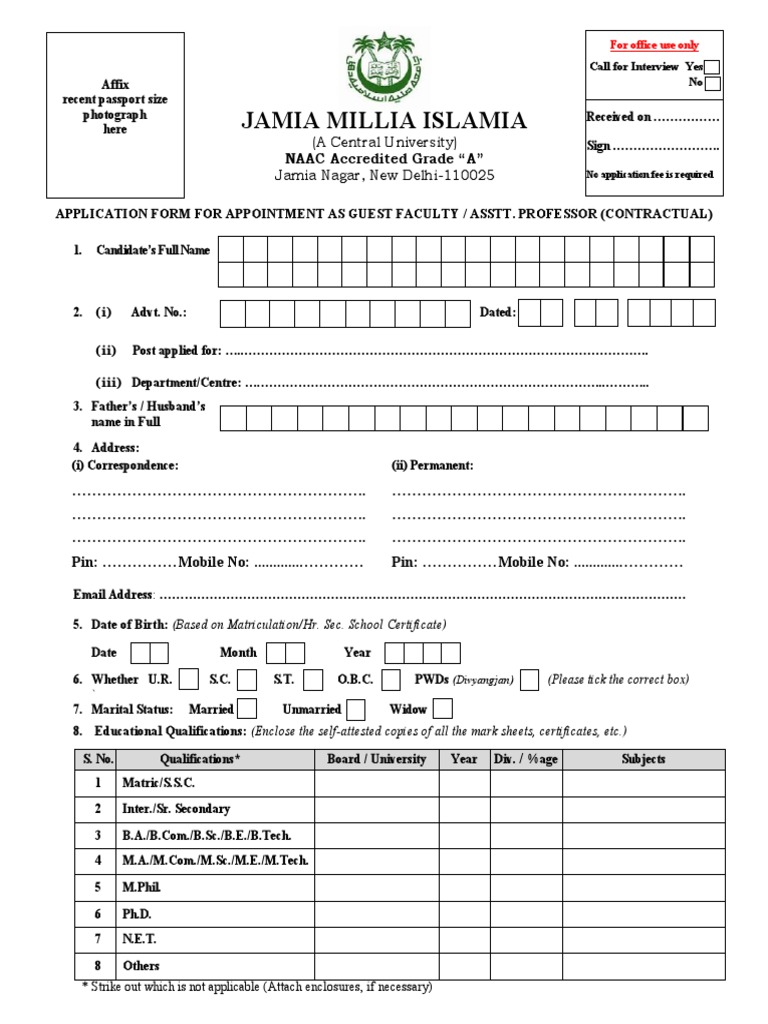Jobform Guest Faculty | PDF | Doctor Of Philosophy | Educational Stages