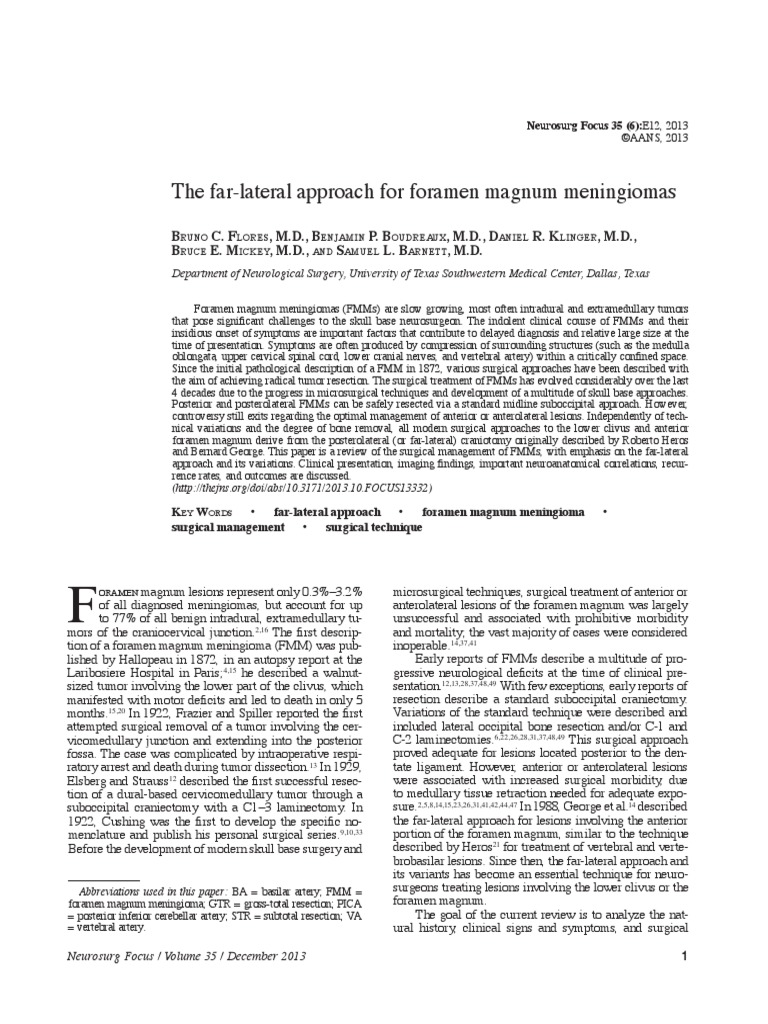 (10920684 - Neurosurgical Focus) The Far-Lateral Approach For Foramen ...