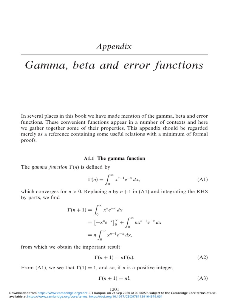 33.0 PP 1201 1205 Gamma Beta and Error Functions | PDF | Mathematical ...