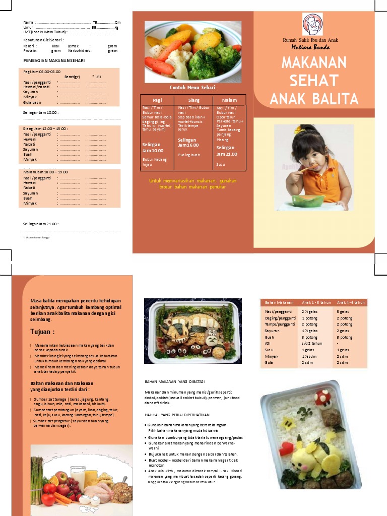 Leaflet Makanan Sehat Untuk Anak Balita | PDF
