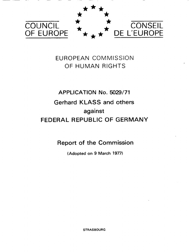 Klass v. Germany Case Overview | PDF | Bill (Law) | Government Institutions