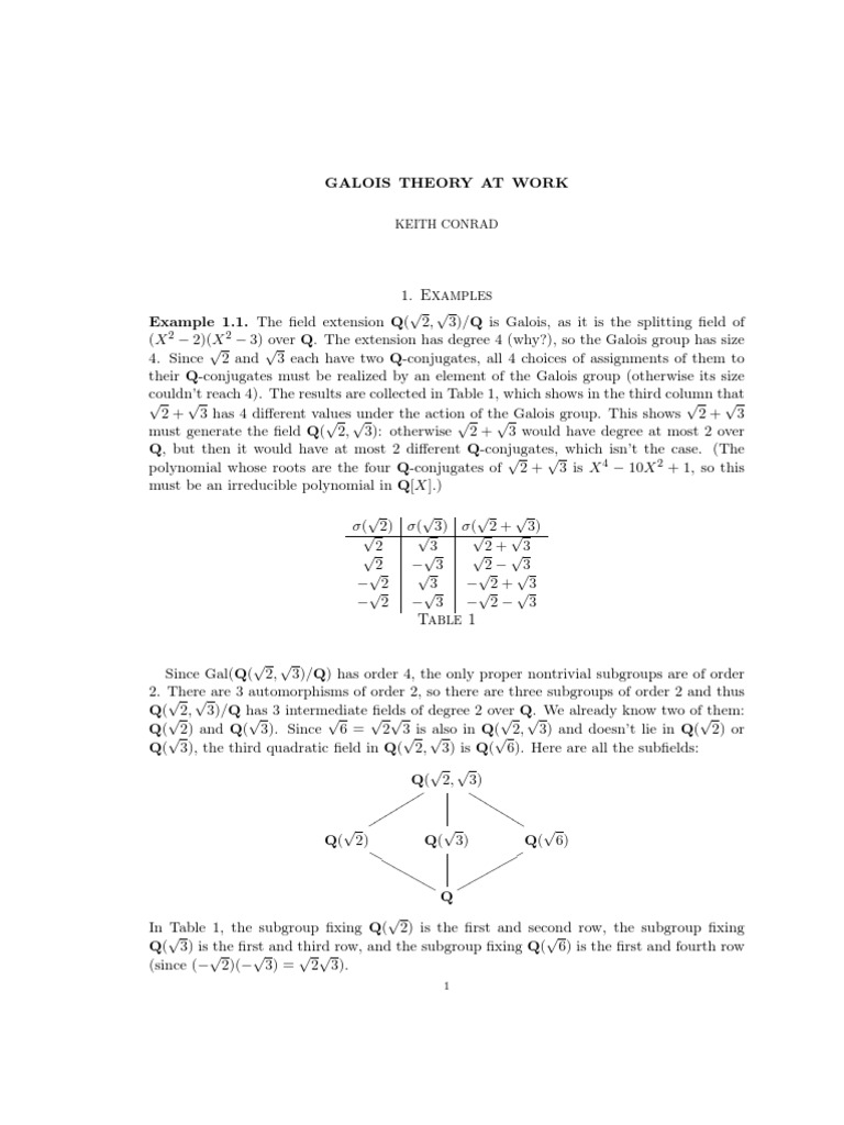 Galois Theory at Work | PDF | Group (Mathematics) | Field (Mathematics)