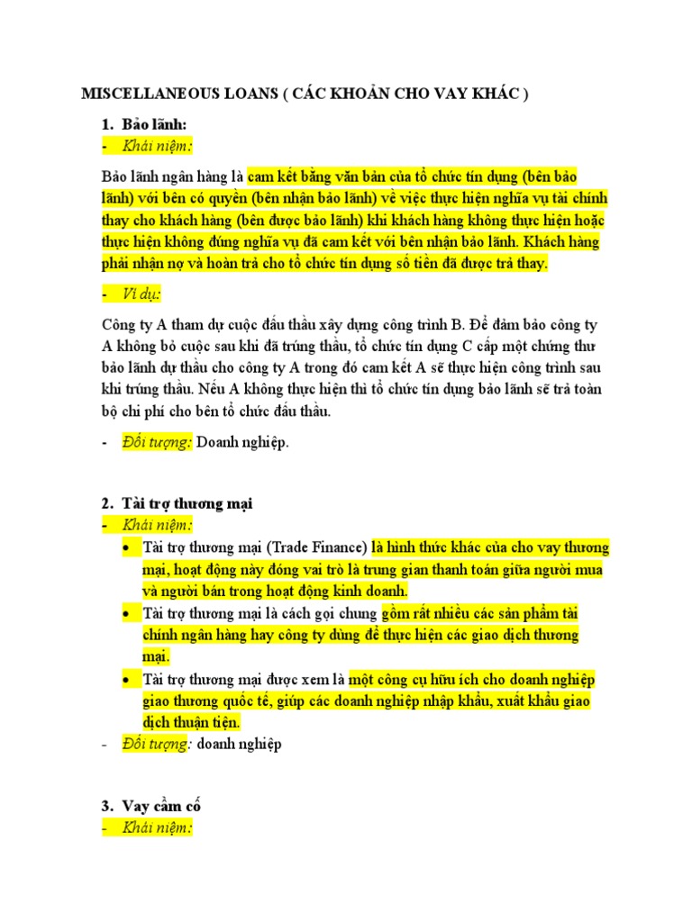 Miscellaneous Loans | PDF