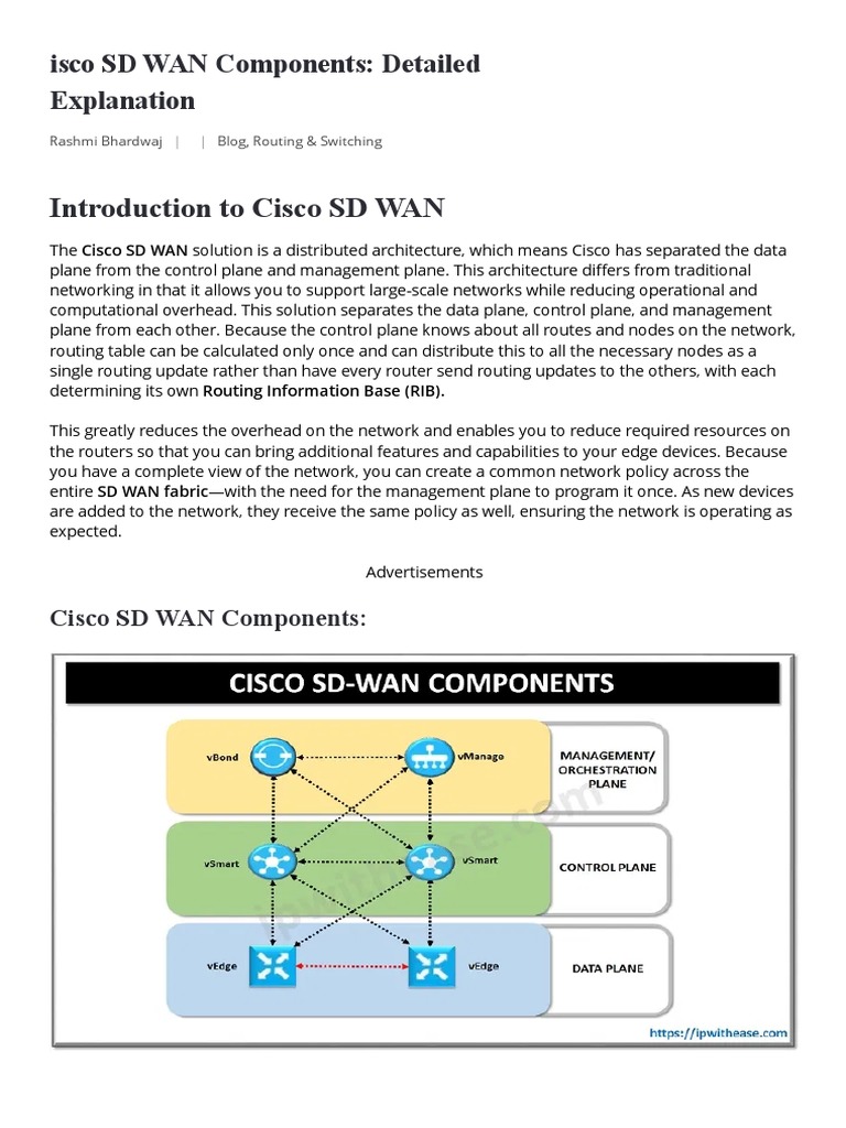 Cisco SD WAN Components - Detailed Explanation - IP With Ease | PDF | Computer Network | Router ...