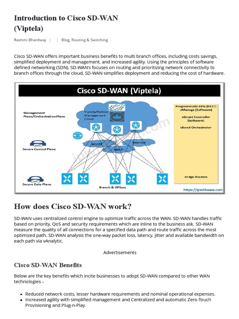 Introduction To Cisco SD-WAN (Viptela) - IP With Ease | PDF ...