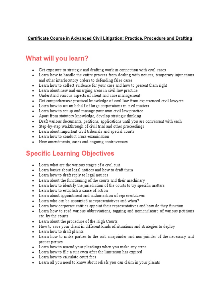 Advanced Civil Litigation Course | PDF | Lawsuit | Evidence (Law)