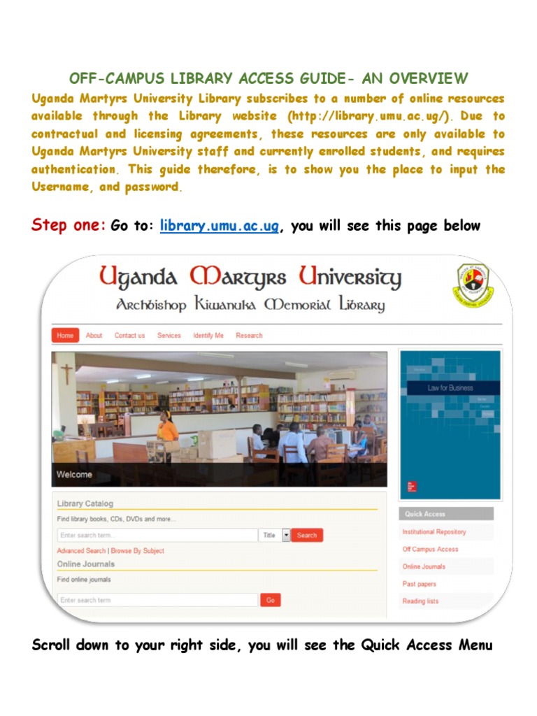 UMU-eResources-Off-Campus Access Guide | PDF