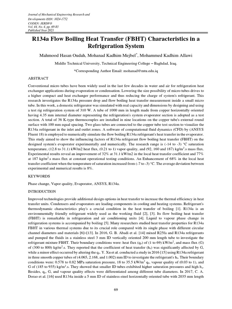R134a Flow Boiling Heat Transfer (FBHT) Characteristics in A ...