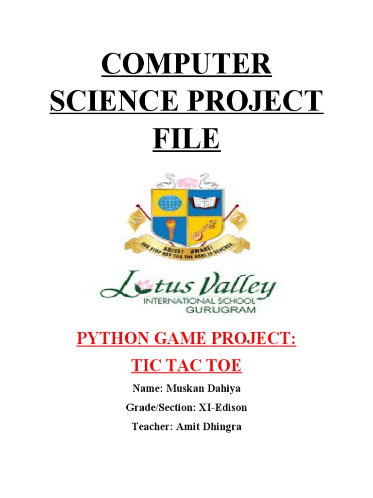 Python Tic Tac Toe Project Report | PDF