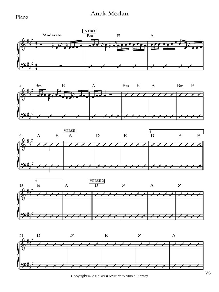 Anak Medan Sib7 - Piano | PDF