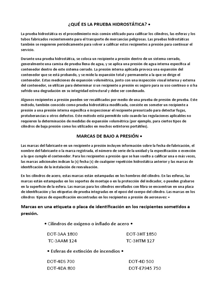 Que Es La Prueba Hidrostatica | PDF | Presión