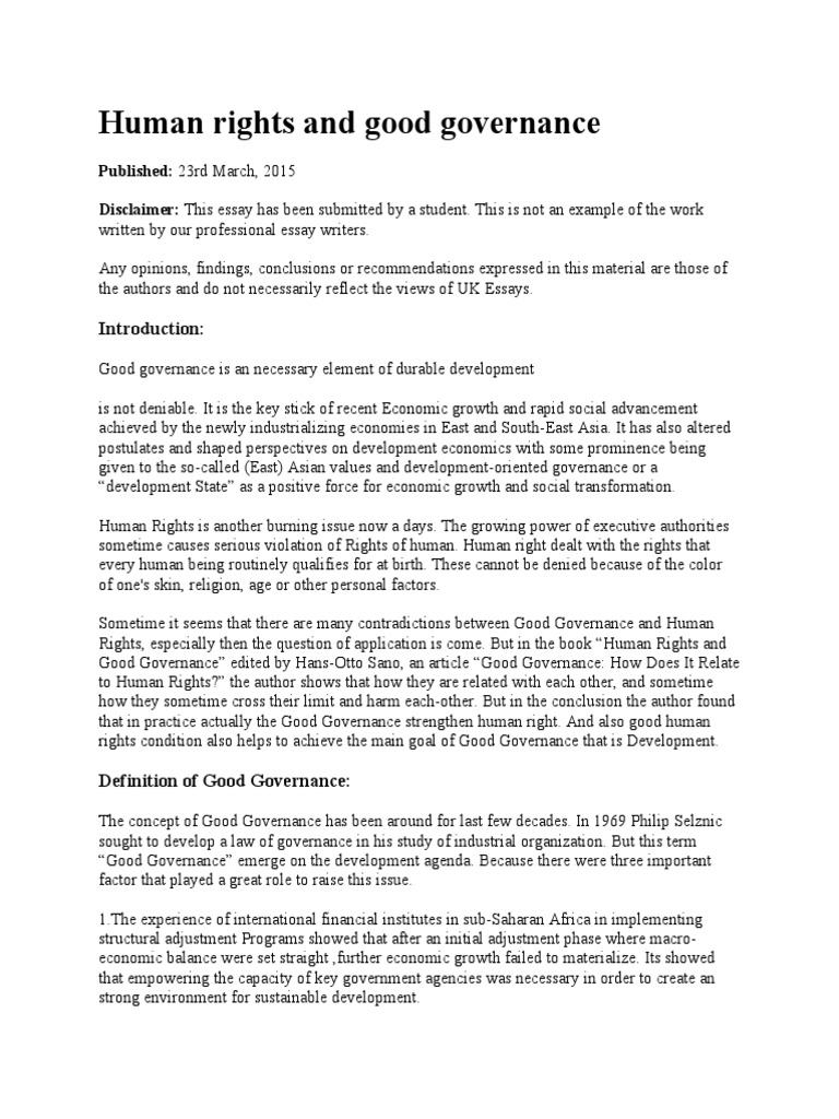 Human Rights & Good Governance | PDF | Governance | Good Governance