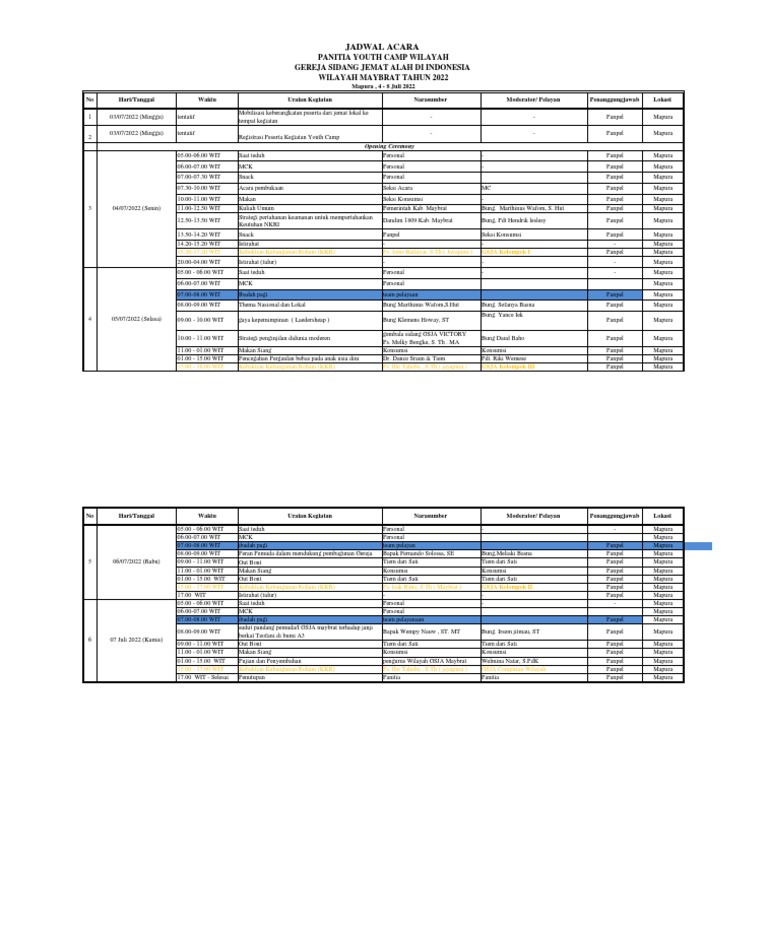 Jadwal Acara | PDF