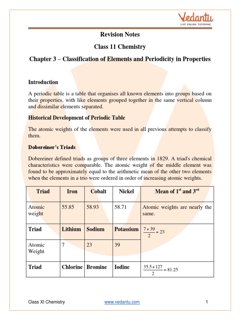 Periodicity in Properties: Class 11 Notes | PDF | Ion | Valence (Chemistry)
