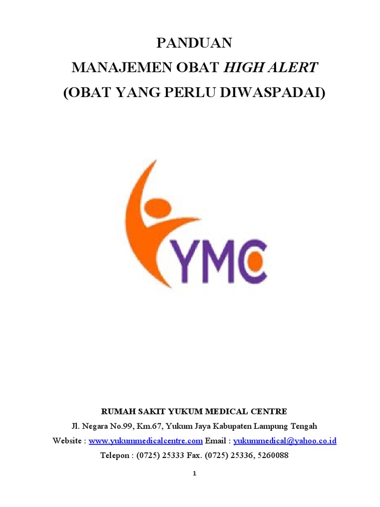 Panduan Manajemen Obat High Alert RS YMC | PDF | Kesehatan Holistik