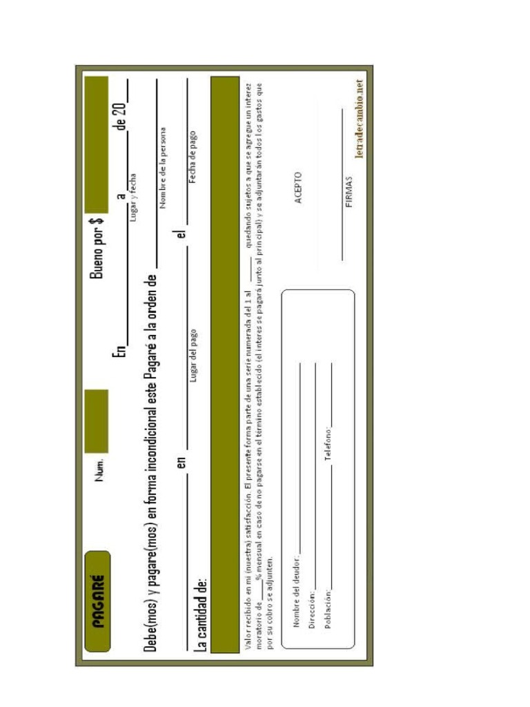 Pagaré para Imprimir en Word1 | PDF