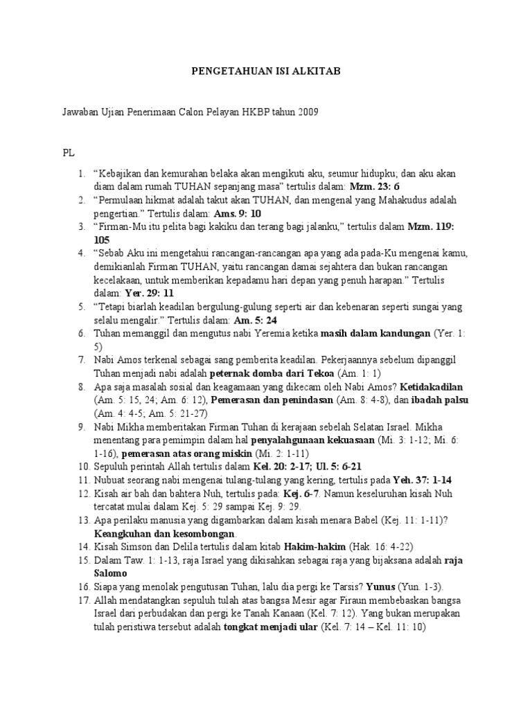 Pengetahuan Isi Alkitab | PDF