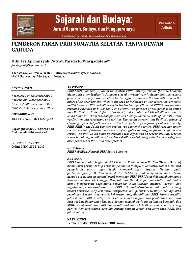 Pemberontakan PRRI Sumsel Tanpa Dewan Garuda | PDF | Indonesia ...