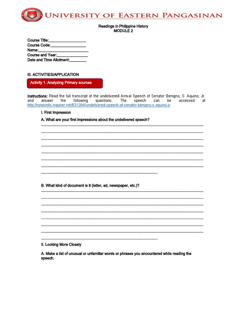 Analyzing Aquino's Undelivered Speech | PDF