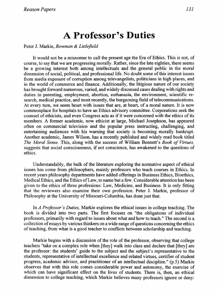 A Professor's Duties | PDF | Academic Freedom | Teachers